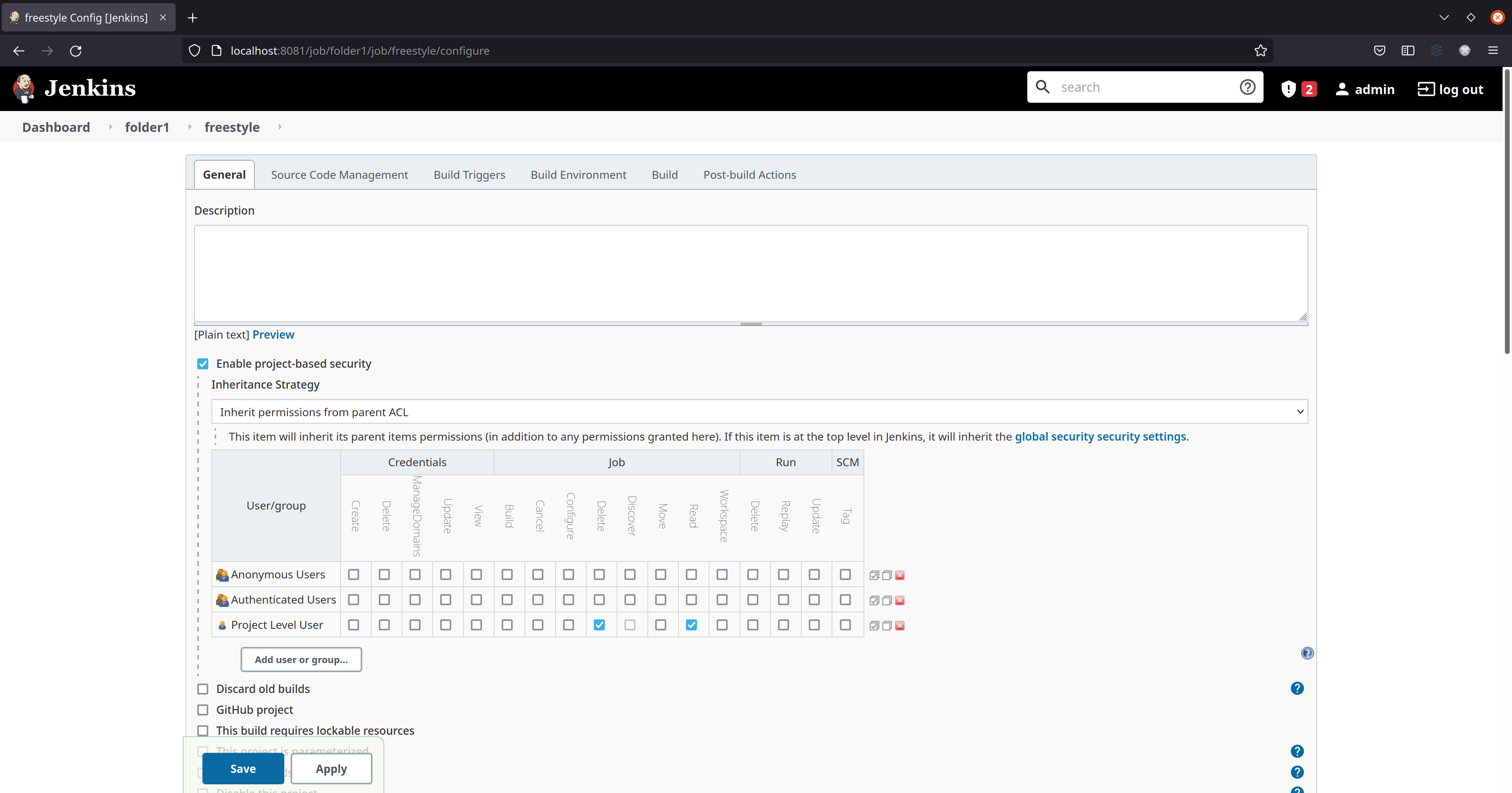 [JENKINS-66382] Job - Delete permission at Jenkins root level is needed ...